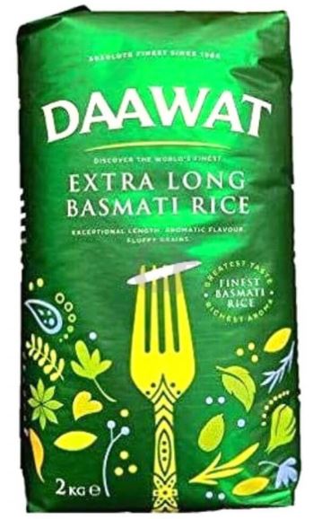 Daawat: 2kg Green Basmati Extra Long Rice | Namaste_Wolfsburg